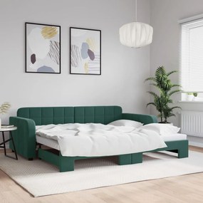 Válenda s přistýlkou tmavě zelená 90 x 200 cm samet 3196931