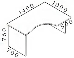 Ergonomický stůl Visio 140 x 100 cm, pravý, bílá