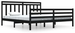 Rám postele černý masivní dřevo 200 x 200 cm,  3105339