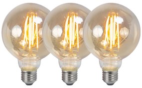 Sada 3 stmívatelných LED žárovek E27 G95 kouřových 5W 380lm 2200K
