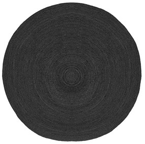 Černý kulatý koberec Braos XXL z juty, 180x180 cm