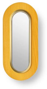 Oválné zrcadlové svítidlo ze dřevěné dýhy Lens Oval Wall  Oválné zrcadlové svítidlo ze dřevěné dýhy Lens Oval Wall Barva svítidla: Zlatá, Dekor: Žlutý