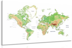 Obraz klasická mapa světa s bílým pozadím - 90x60 cm