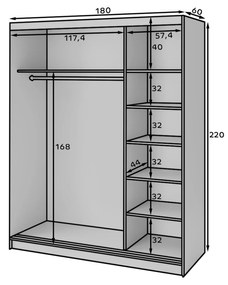 Eltap Šatní skříň Biancco III se zrcadlem