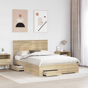 Rám postele s čelo Sonoma dub 135 x 190 cm Kompozitní dřevo 3411316