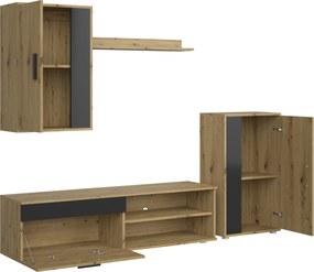 HALMAR BENSON obývací stěna dub artisan/černá