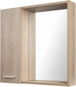 Aqualine Zoja - Zrcadlová skříňka s LED osvětlením, 60x60x14 cm, 1 dvířka, levá, dub platin 45027S