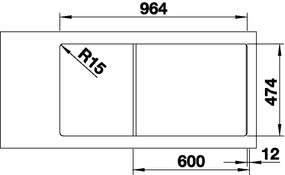 Blanco IDENTO XL 6 S Keramika InFino černá oboustranný s excentrem