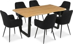 Vikio Jídelní set pro 6 osob 160x90 cm dub noha U černá židle s područkami VJS166-6C