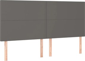 Box spring postel s matrací a LED šedá 200x200 cm umělá kůže 3135847