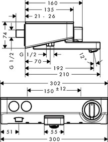 Hansgrohe ShowerTablet Select, termostatická vanová baterie 300, chromová, 13151000