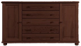 Drewmax KD164 - Komoda kombinovaná z masivní borovice 165x42x92cm - Ořech