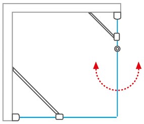 Sprchové dveře jednokřídlé LZDO1 v kombinaci s pevnou stěnou LZB Viz technická specifikace Transparent Brillant LYE4/800_LYSW1S/900 800 900 LYE4/800_LYSW1S/900