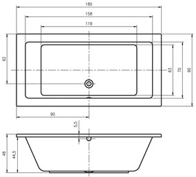 Riho Lusso obdélníková vana 180 x 90 BA77