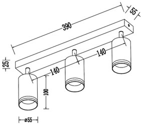 Bodové svítidlo PIPE 3xGU10/10W/230V bílá
