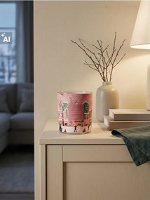Sinsay - Vonná svíčka se zimním potiskem Almond Milk & Chocolate - pastelová růžová