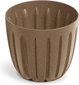 Plastový květináč WARIOS ECO WOOD hnědý matný