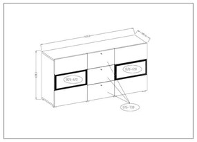 Obývací komoda Tende (bílá lesk)