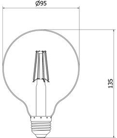 Mexen Vintis, LED žárovka E27, G95, 4W, Teplá - 2200K, 400 lm, jantarová - L157-E27-0422-50