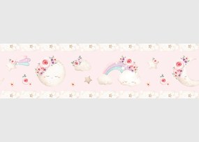 Dětská samolepící bordura na zeď Růžový Akvarelový Měsíc | 5 m x 13.8 cm | DWBD8049