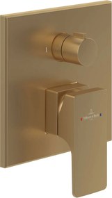 Villeroy & Boch Architectura Square - Baterie pod omítku, pro 2 spotřebiče, kartáčované zlato TVS12500500076