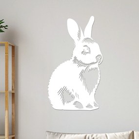 dřevo života Dřevěný obraz Králíka Zvolte rozměr (cm): 23x40, Zvolte barvu dekoru: Bílá