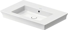 Duravit White Tulip - Umyvadlo do nábytku s přepadem 750x490mm, bez otvoru na baterii, Push-Open ventil s keramickou krytkou, bílá 2363750060