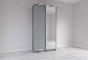 Skříň s posuvnými dveřmi 1200x2400x600 1LTD 1 Zrcadlo myší šedá, profil stříbrný