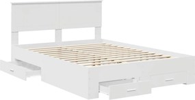 Rám postele se zásuvkou Bílá 140 x 190 cm Kompozitní dřevo 3410895