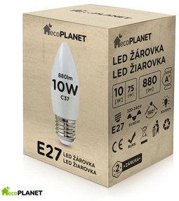 LED žárovka - ecoPLANET - E27 - 10W - svíčka - 880Lm - studená bílá