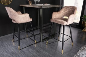 Designová barová židle Laney růžový samet