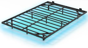 Costway Rám dvoulůžka plovoucí postel s LED světly moderní rám z kovu černé