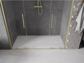 Mexen Velar L Duo, posuvné sprchové dveře do otvoru 170 cm, 8mm čiré sklo, zlatá matná, 871-170-003-02-55