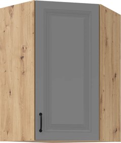 STILO ad | horní skříňka 60x60 GN-90 1F (45°) rohová s policemi | VYSOKÁ | UNI dvířka | artisan/světle šedá