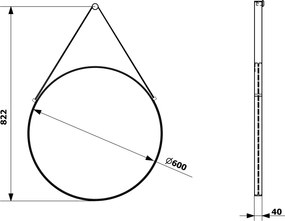 Sapho Sapho, ORBITER zrcadlo kulaté s popruhem, ø 60cm, zlatá mat, ORT060G