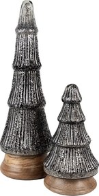 Skleněná vánoční dekorace třpytivého stříbrného stromečku - 15*44 cm