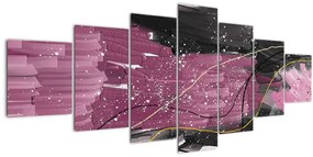 Obraz - Růžovo-černá abstrakce (210x100 cm)