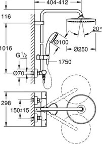 Grohe Vitalio Start - Sprchový set 250 s termostatem | 1 proud | matná