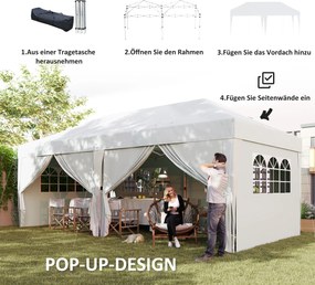 Pavilon cca 6x3m Stáj Odolný proti zimě Pop-up skládací pavilon s oknem Dveře na zip Boční díly UV ochrana