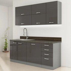 GREY gr | dolní skříňka 80 D 3S zásuvková | 80 cm | PREMIUM BOX | světle šedá/tmavě šedá lesk