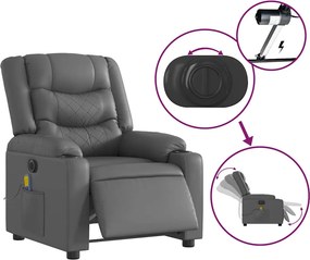 Elektrické masážní polohovací křeslo šedé umělá kůže 3206550