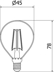 Mexen Vintis, LED filamentová žárovka E14, G45, 6 W, neutrální bílá 4000K, čirá, L156-E14-0640-00