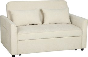 HOMCOM 2místná rozkládací pohovka 3-v-1, Clic-Clac Chenille pohovka 142 cm, nastavitelné opěradlo, 2 polštáře, béžová