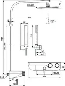 Ideal Standard - Sprchový set s termostatem, 30x20 cm, 3 proudy, chrom
