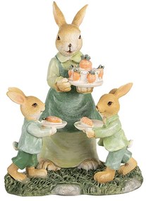 Dekorace králičí mamka s králíčky a mrkvovým dortem - 12*8*15 cm
