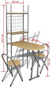 Skládací snídaňový set: barový stolek a 2 židle,  241032
