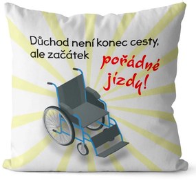 Polštář Důchod není konec cesty (Velikost: 55 x 55 cm)