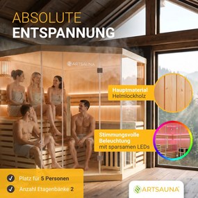 Artsauna Rohová finská sauna Espoo 200 Premium pro 5 osob