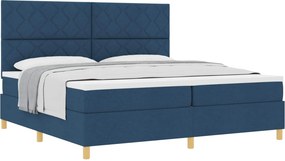 Postel s boxspringem s čelo Modrá 200 x 200 cm textil 3339727