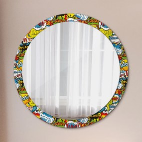 Kulaté zrcadlo tištěný rám Vzor komiksu fi 100 cm